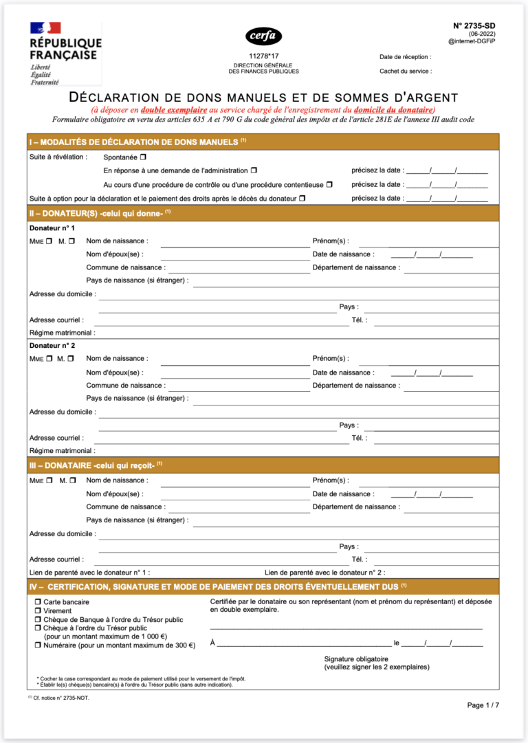 Cerfa 2735 : comment faire une donation facilement en 2025